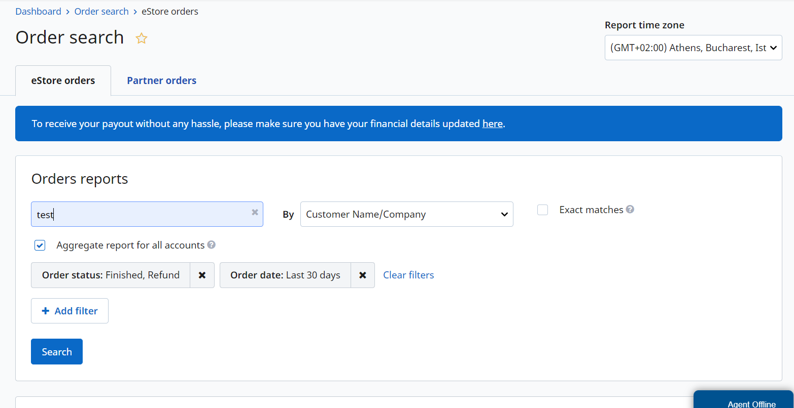 Order search | Documentation | 2Checkout